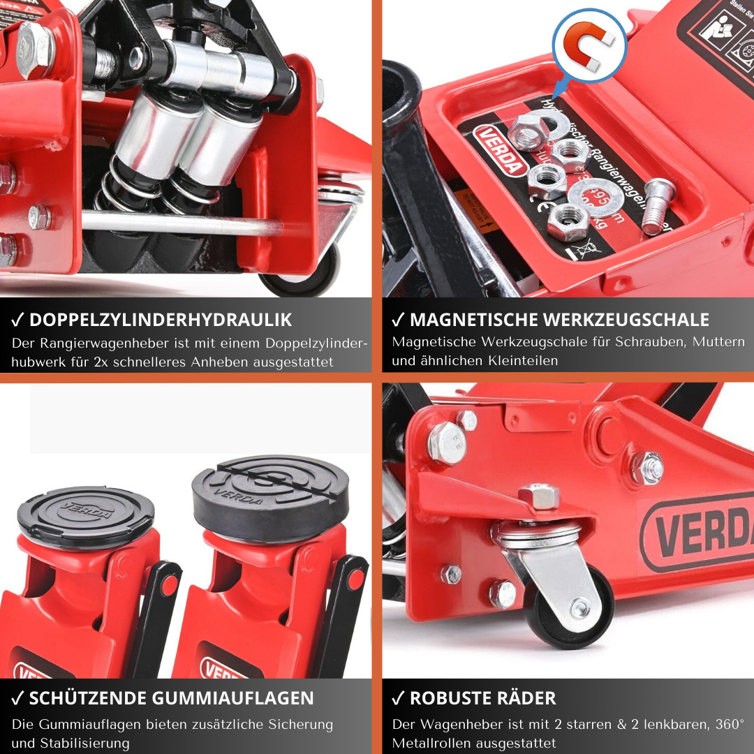 Verda Tiefer Wagenheber 3t Rangierwagenheber 75 - 515 mm mit ...